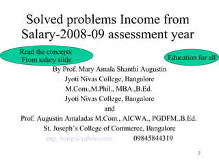 Income From Salary Problems,Theory And Solutions New 2008 09 Assessment ...