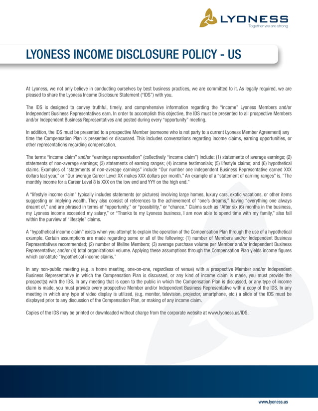 Income Disclosure Statement | PDF