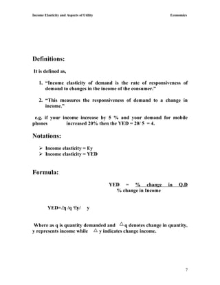 Income elasticity of demand and aspects of utility | PDF