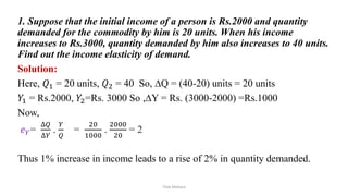 Solution to mathematical questions of Income elasticity of demand | PPTX