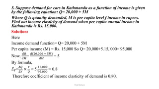 Solution to mathematical questions of Income elasticity of demand | PPTX