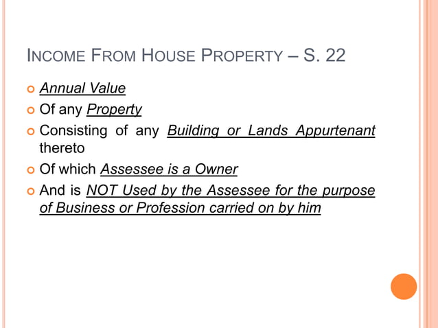 Income from house property | PPTX | Personal Taxes | Personal Finance