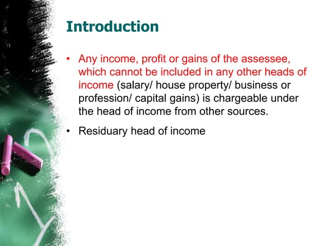 Income from other sources | PPTX | Business Accounting & Finance | Business