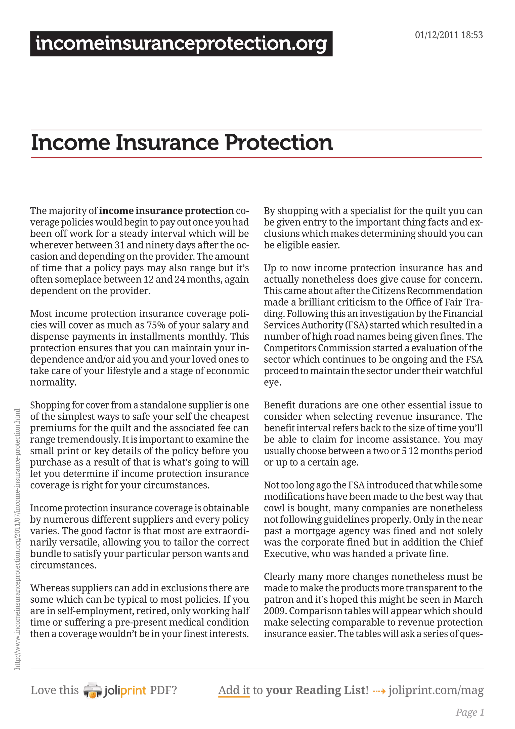 Income insurance protection | PDF