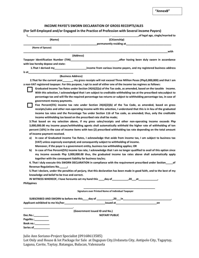 Income payees sworn declaration of gross receipts sales | PDF Income payees sworn declaration of gross receipts sales | PDF