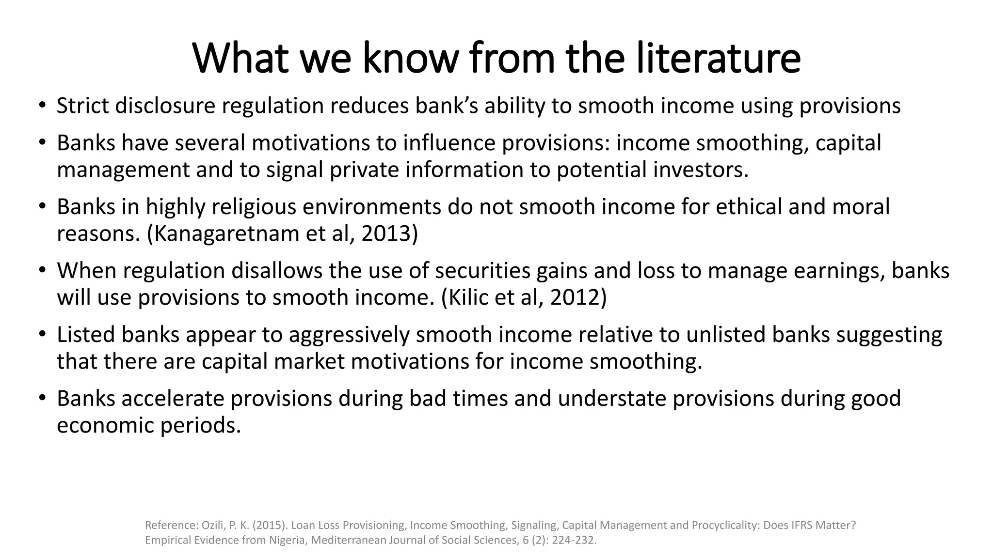 Income smoothing in the banking industry | PPTX
