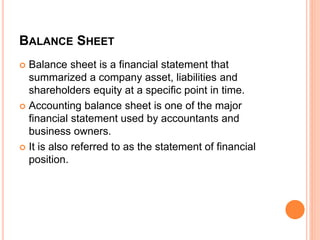 Income statement & balance sheet | PPTX