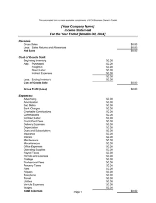 Income statement form4 | XLSX