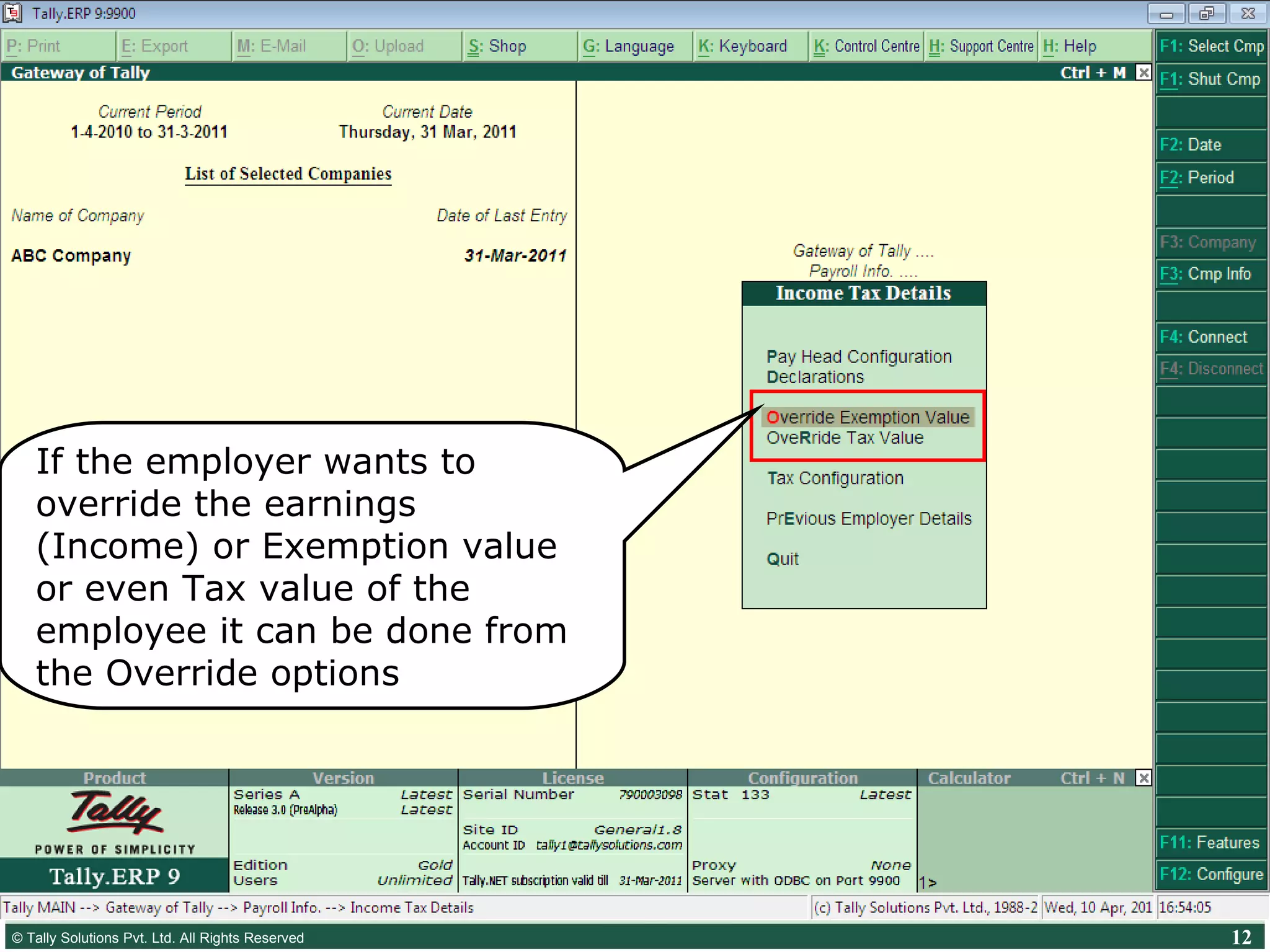 Tally Tutorial :Income Tax computation for employees | PPS