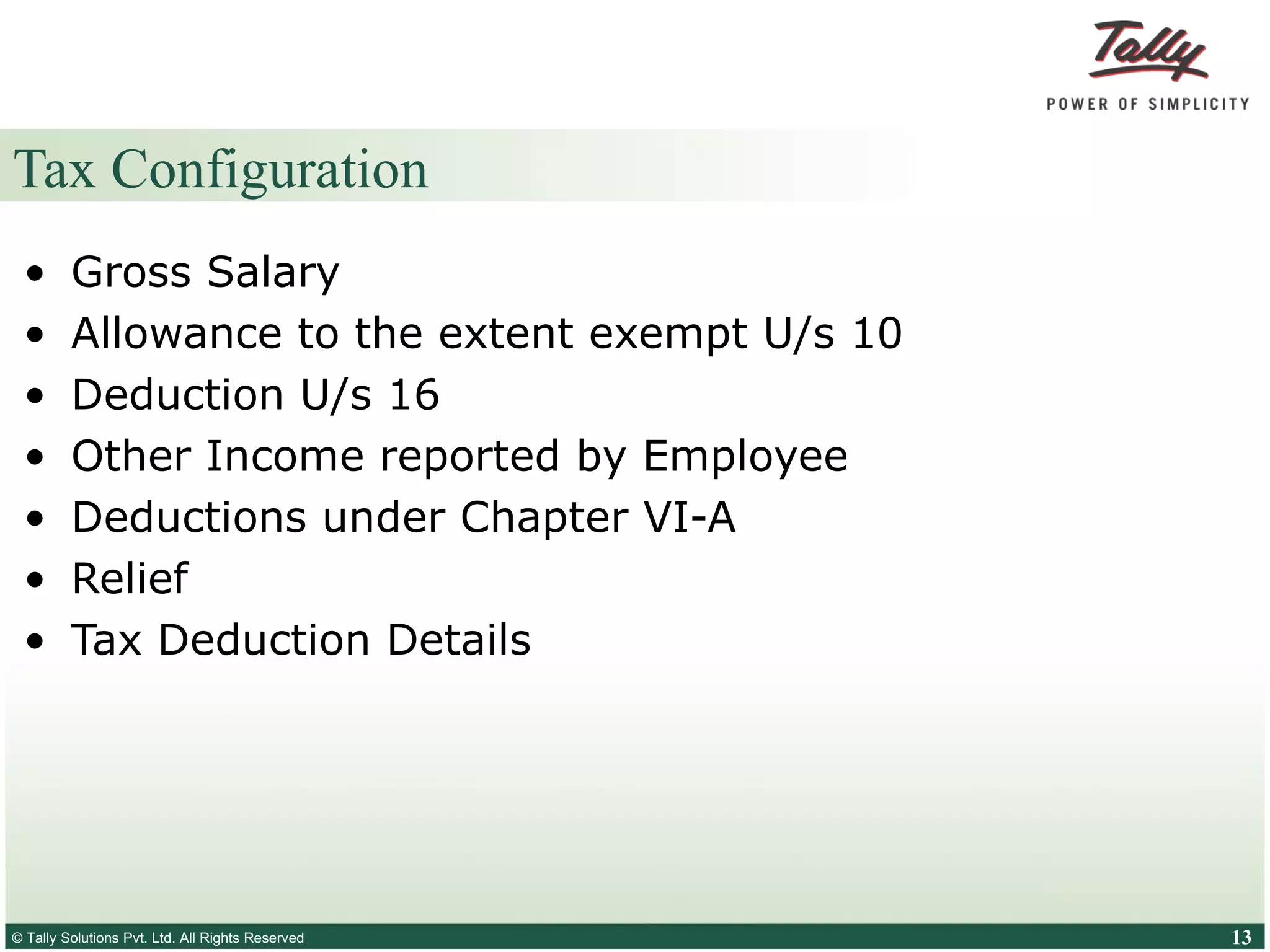 Tally Tutorial :Income Tax computation for employees | PPS
