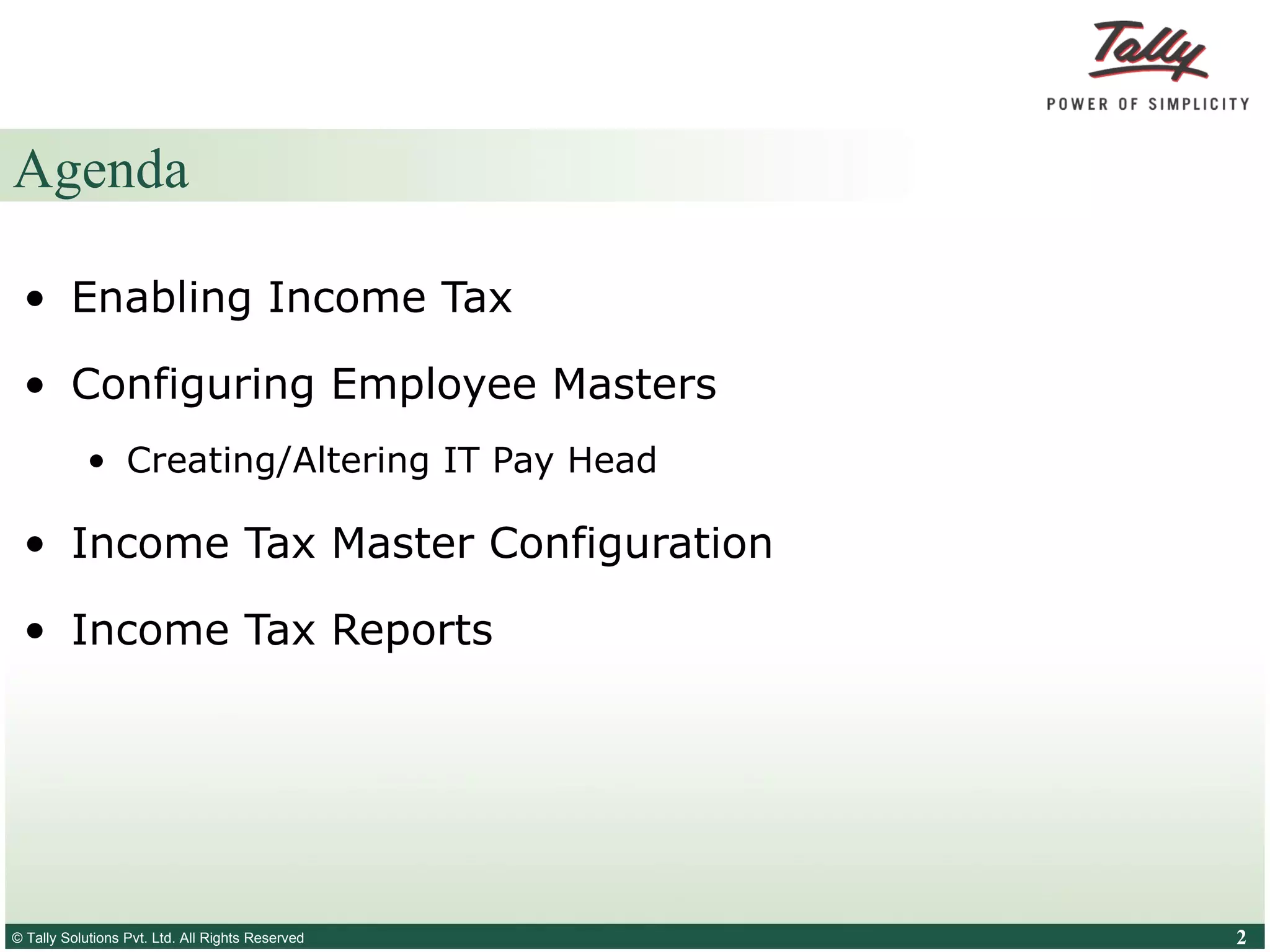 Tally Tutorial :Income Tax computation for employees | PPS