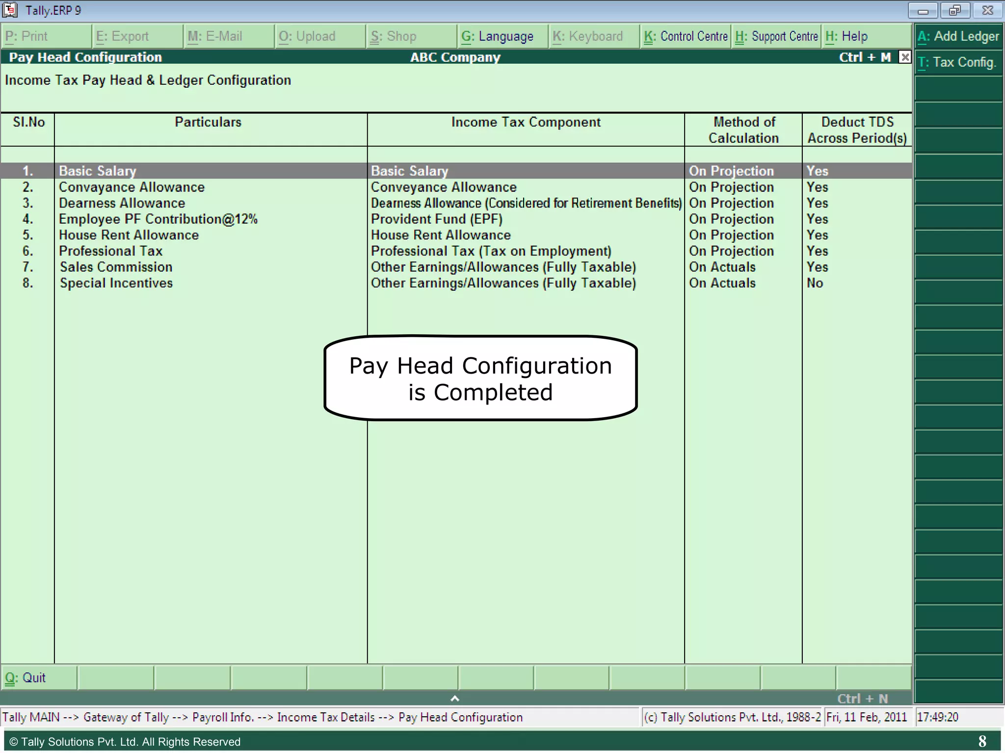 Tally Tutorial :Income Tax computation for employees | PPS