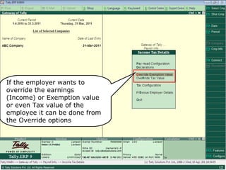 Tally Tutorial :Income Tax computation for employees | PPS