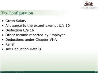 Tally Tutorial :Income Tax computation for employees | PPS