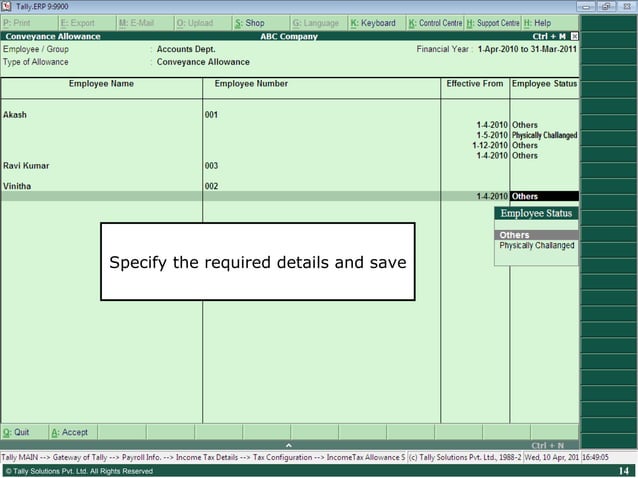 Tally Tutorial :Income Tax computation for employees | PPS