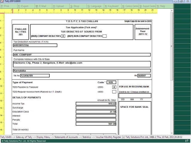 Tally Tutorial :Income Tax computation for employees | PPS