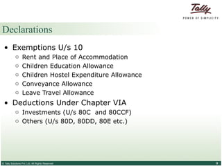 Tally Tutorial :Income Tax computation for employees | PPS
