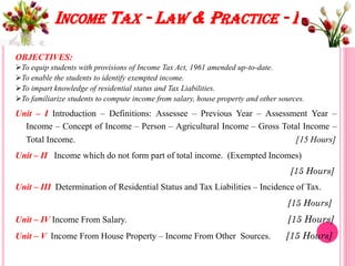 Income Tax Law & Practice - Introduction | PDF