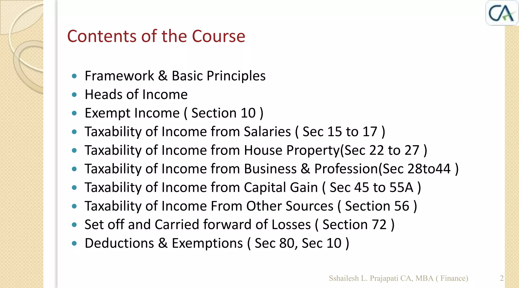 Income Tax A.Y. 2013-2014 _ Five Heads of Income | PPT