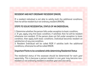 Residential status and Incidence of tax | PDF