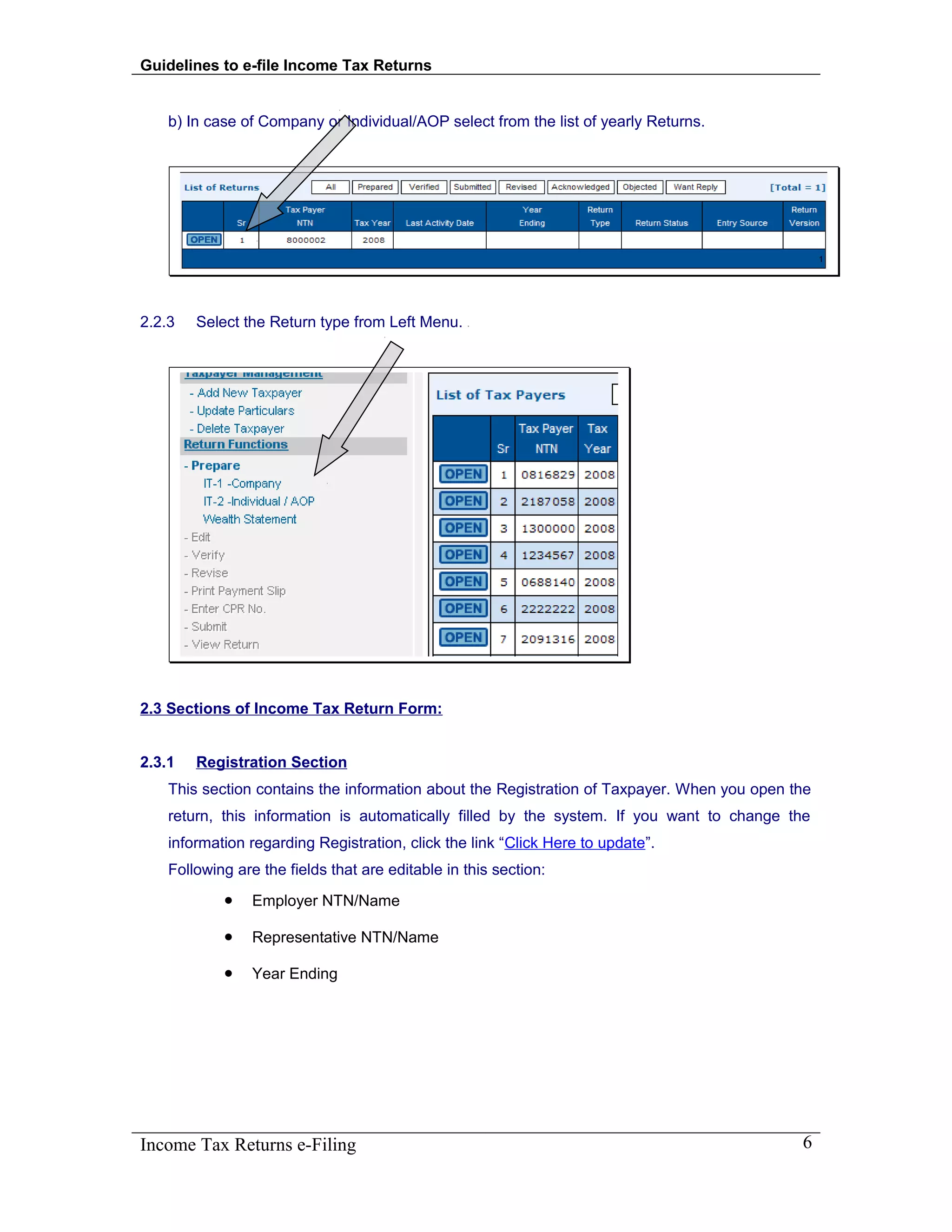 Income Tax Return E-File guideline | DOC