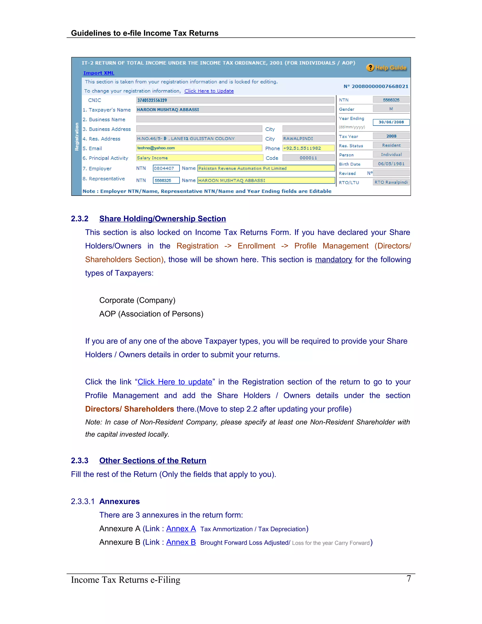 Income Tax Return E-File guideline | DOC