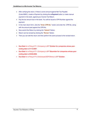 Income Tax Return E-File guideline | DOC | Business Accounting ...