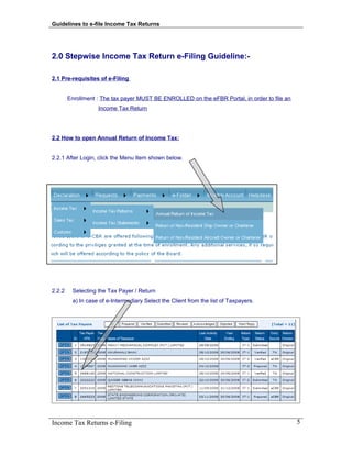 Income Tax Return E-File guideline | DOC