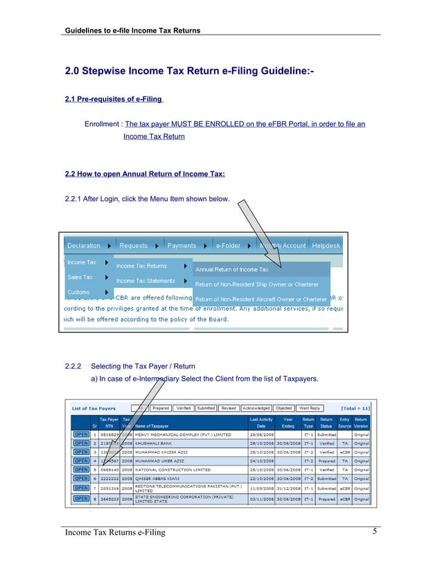 Income Tax Return E-File guideline | PDF