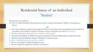 INCOME TAX :- Residential and non residential status of an individual | PDF