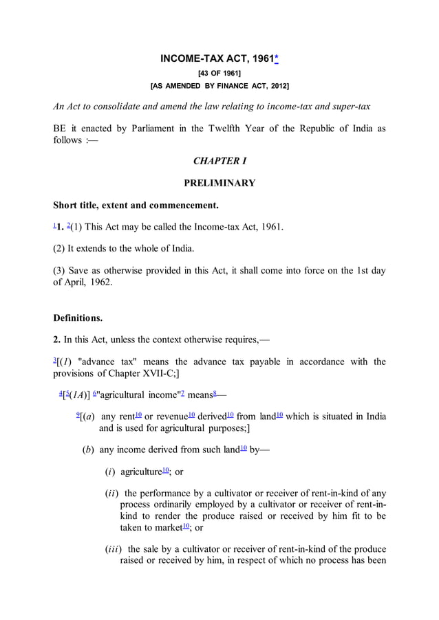 Income tax act 1961 | PDF