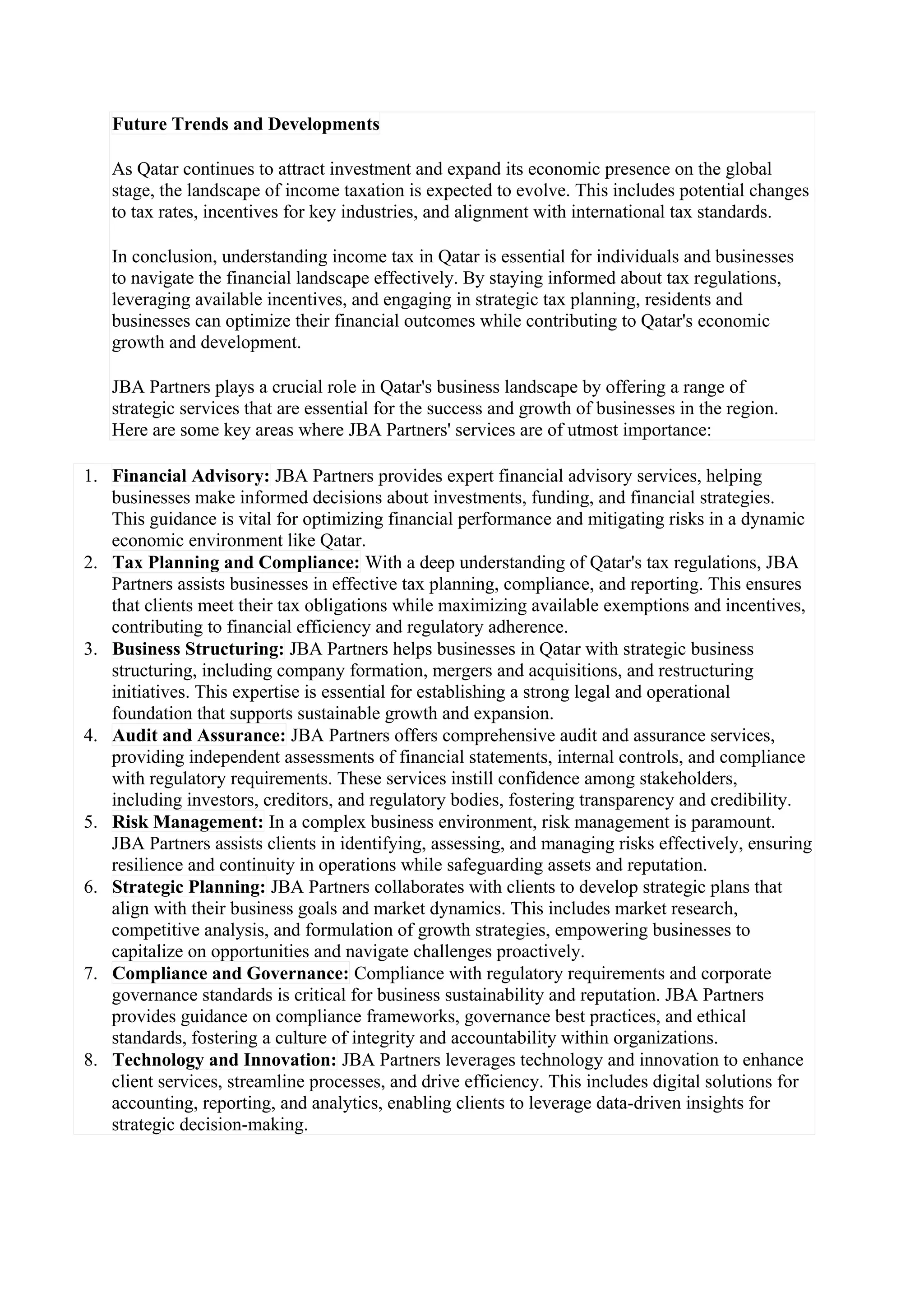 Understanding Income Tax In Qatar JBA Partners | PDF