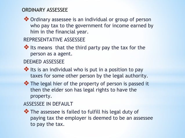 Types of Assessees and Residential Status | PPTX | Personal Taxes ...