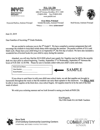 Incoming fifth grade students | PDF