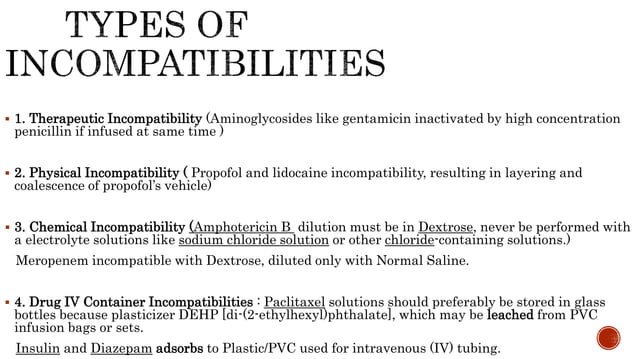 Incompatibilities of tpn & iv admixures | PPTX | Pharmaceutical Drugs ...