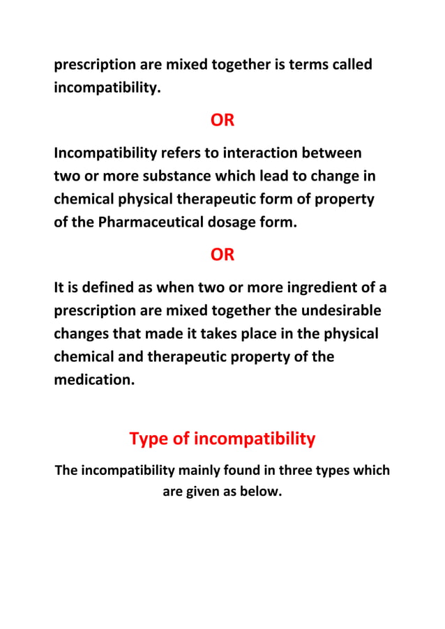 Incompatibilities pharmaceutics ii made yogesh | PDF