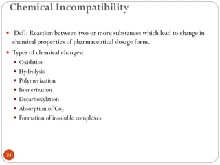 INCOMPATIBILITY physical, chemical, therapeuticall | PDF