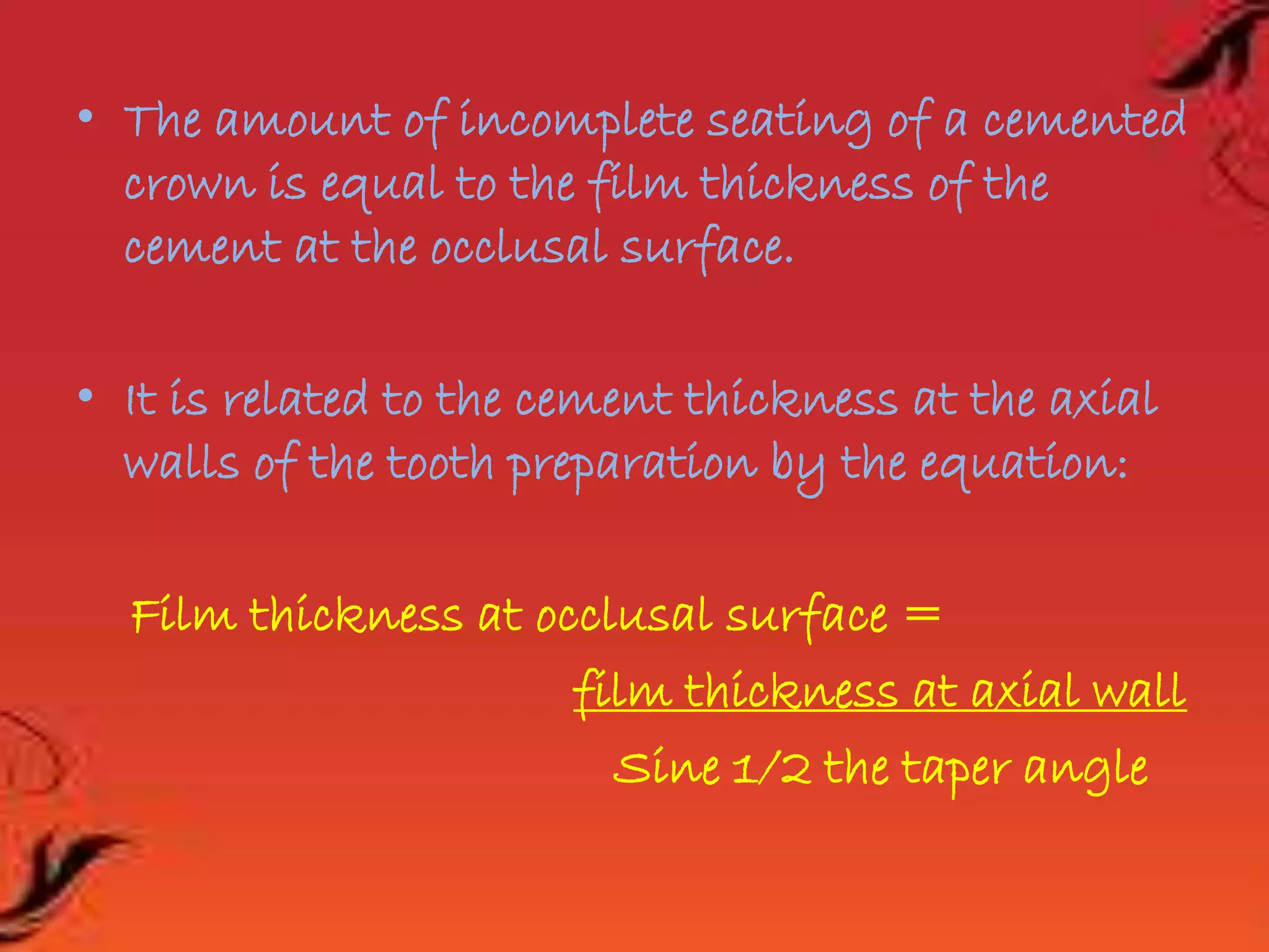 Incomplete seating of cement crowns | PPTX