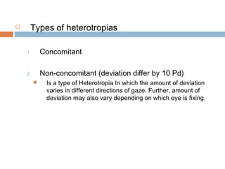Inconcomitant strabismus types and different tests | PPT