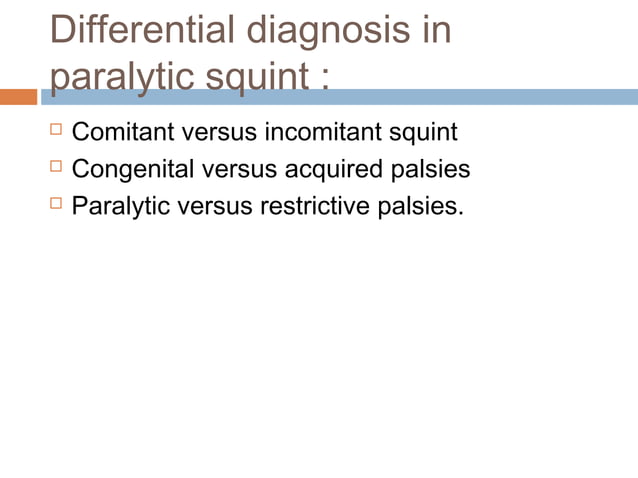 Inconcomitant strabismus types and different tests | PPT