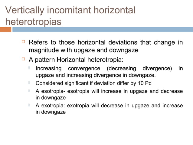 Inconcomitant strabismus types and different tests | PPT