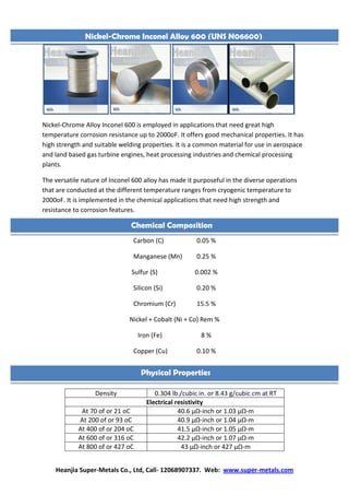 A Brief Information About Inconel Alloy 600 | PDF