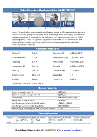 Inconel 718 Alloy Properties | PDF