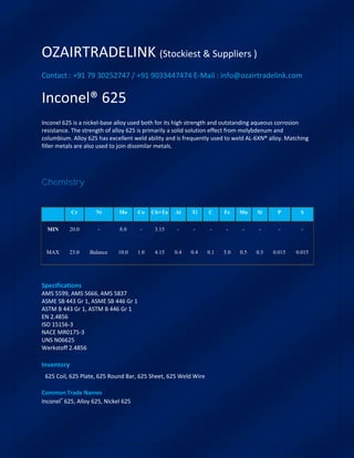 Inconel Alloy 625 sheets stockist,Suppliers | PDF | Chemistry | Science