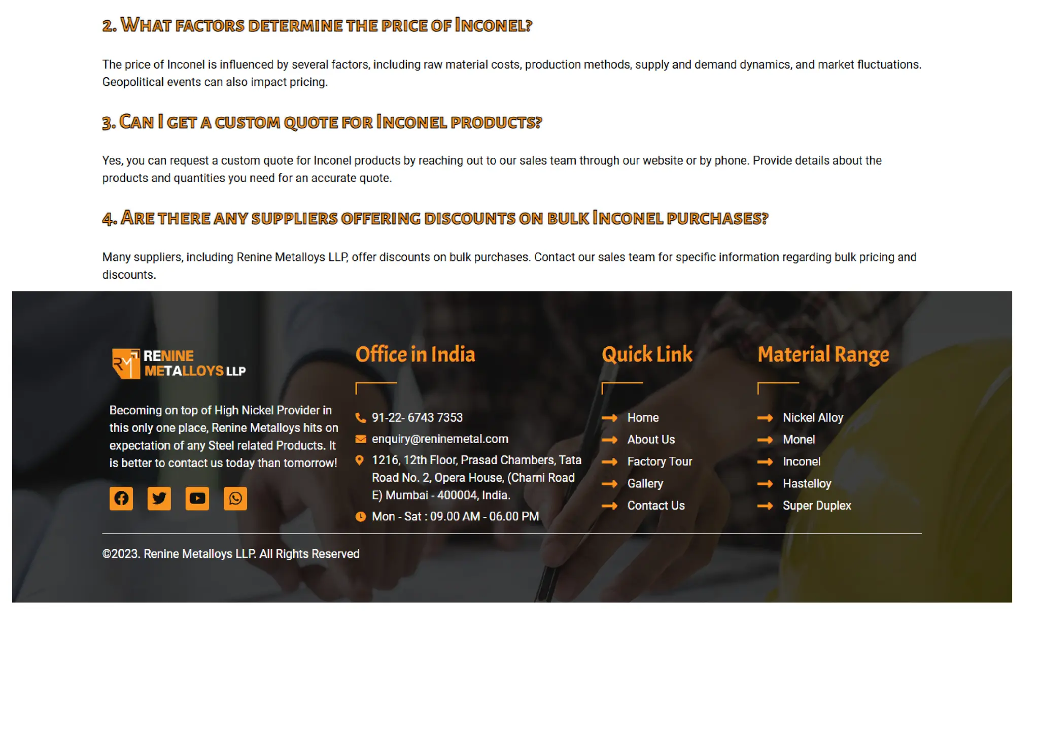 Inconel Price List (2025 Updated) - Renine Metal | PDF