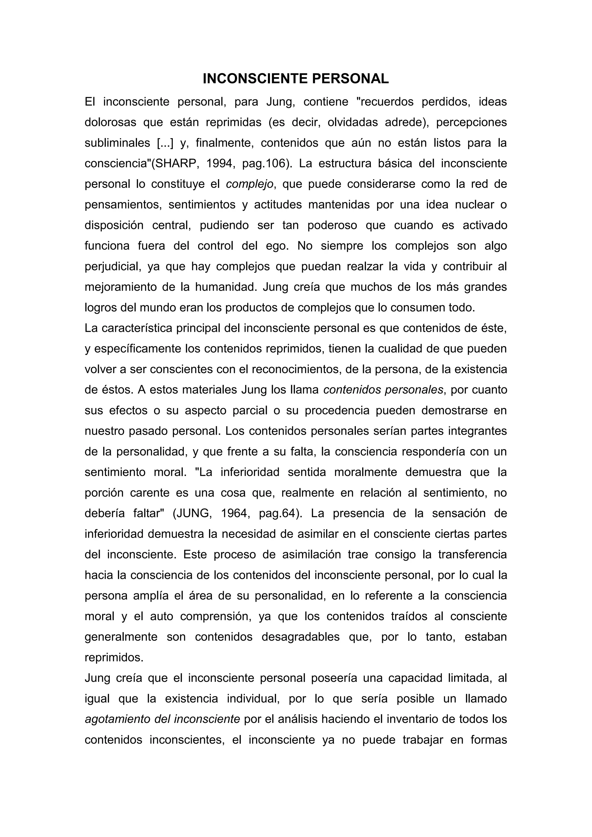 Inconsciente personal | DOCX