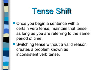 Inconsistent Verb Tense | PPT