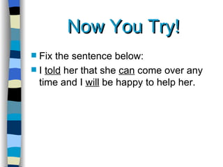 Inconsistent Verb Tense | PPT