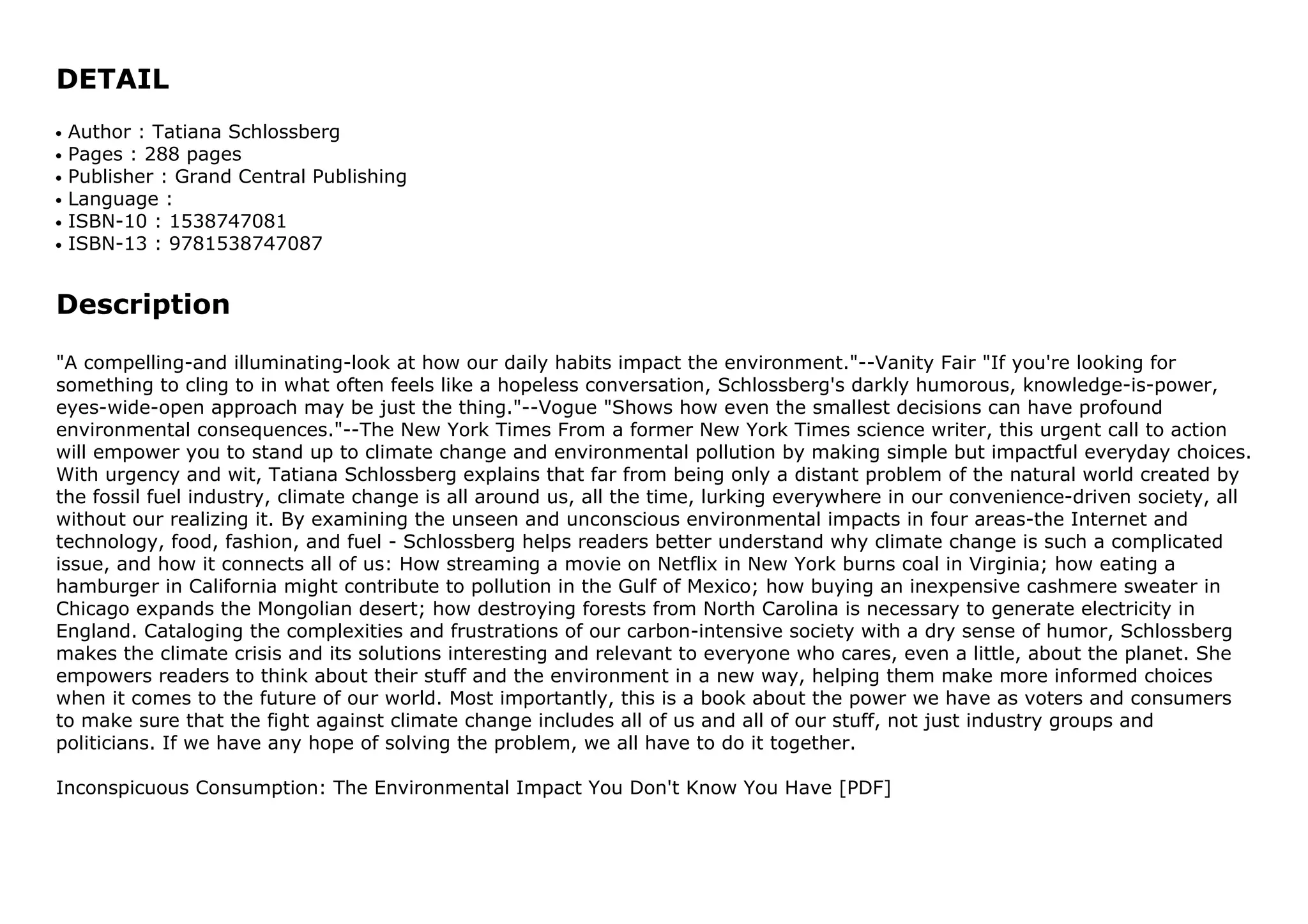 Inconspicuous Consumption: The Environmental Impact You Don't Know You ...