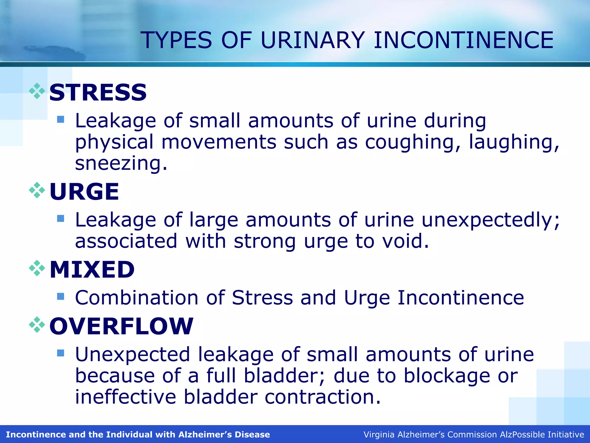 Incontinence and the individual with AD | PPT